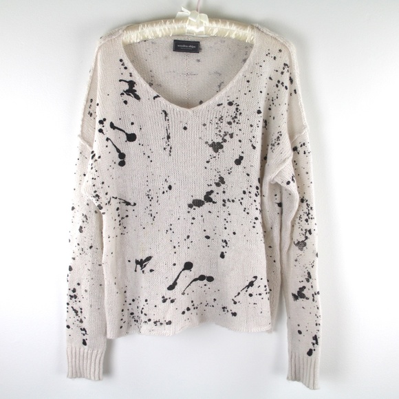 Wooden Ships | Sweaters | Wooden Ships White Black Paint Splatter ...